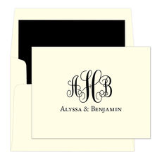 Colorful Fancy Script Monogram Folded Note Cards