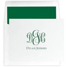 Colorful Fancy Script Monogram Folded Note Cards