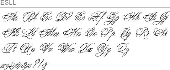 Old English Fancy Cursive Alphabet